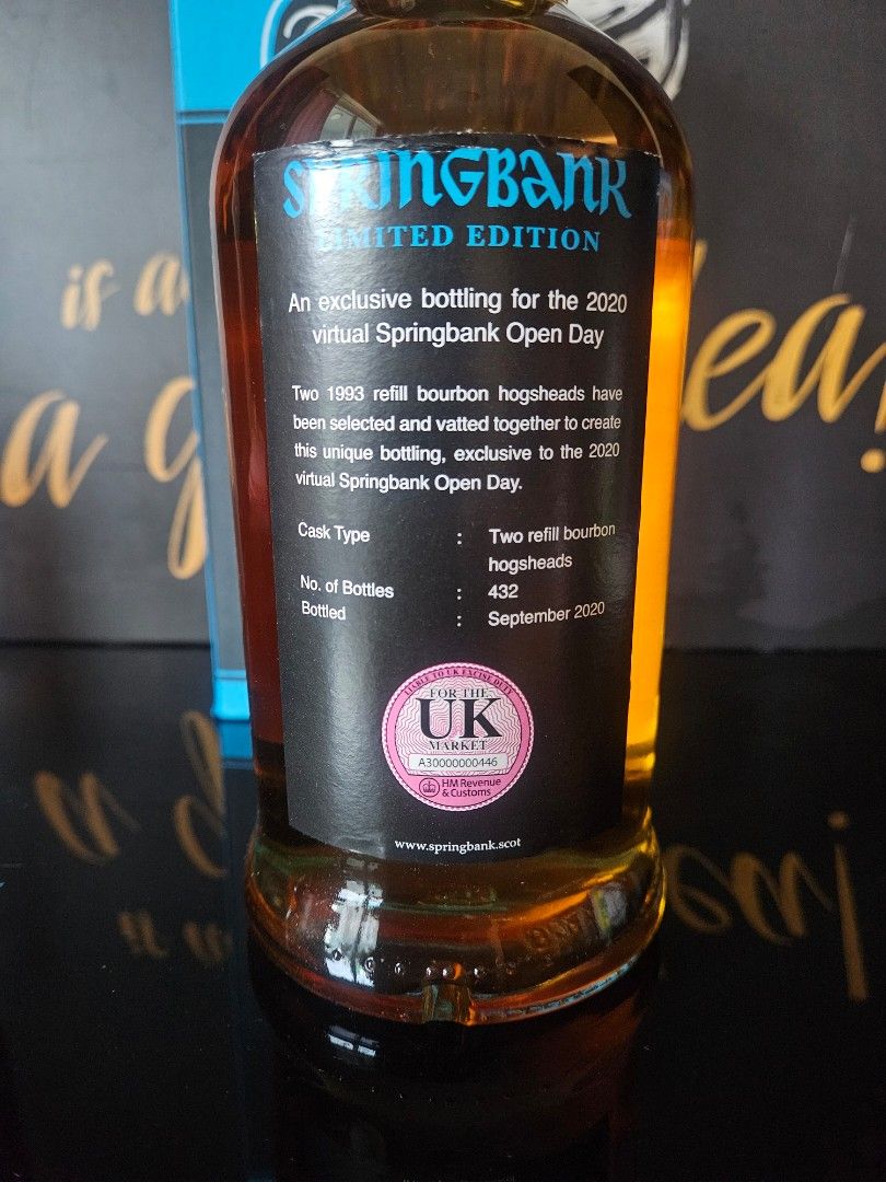 Springbank 1993 26 YO (WF93) 2020 Bottling Cask Strength -51.1%abv ...