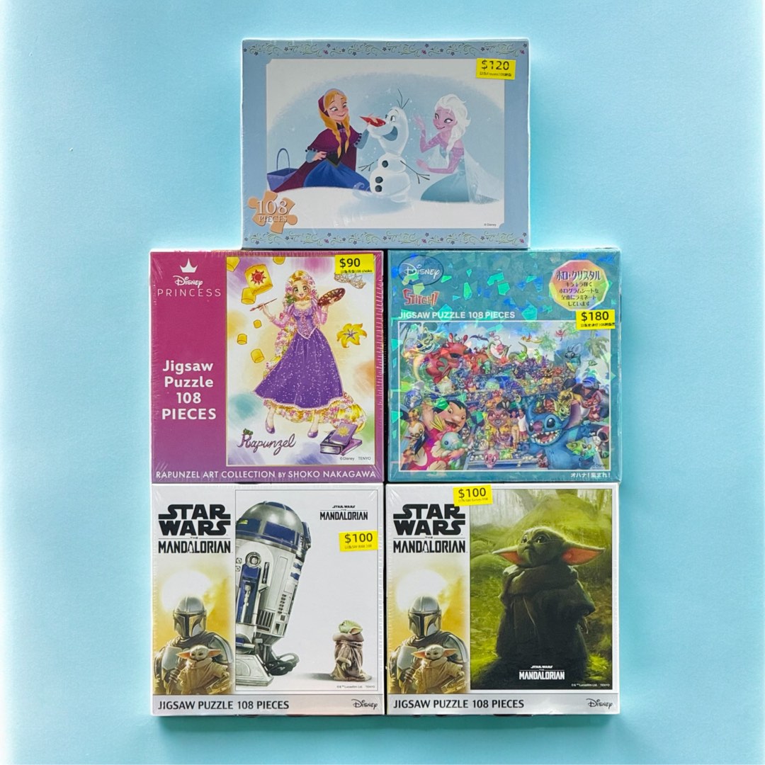 全新日版Tenyo迪士尼砌圖108塊 princess Mandalorian Stitch Frozen Elsa Belle Ariel ...