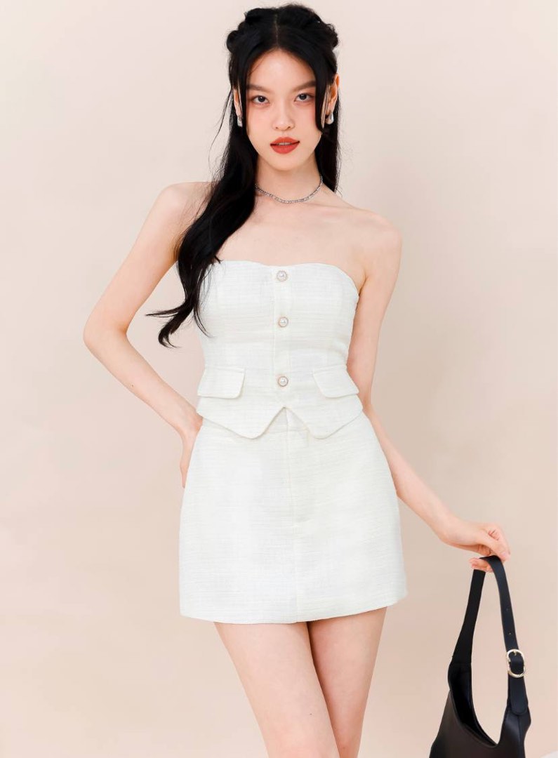 TSS tweed tube skort set, Women's Fashion, Dresses & Sets, Sets or ...