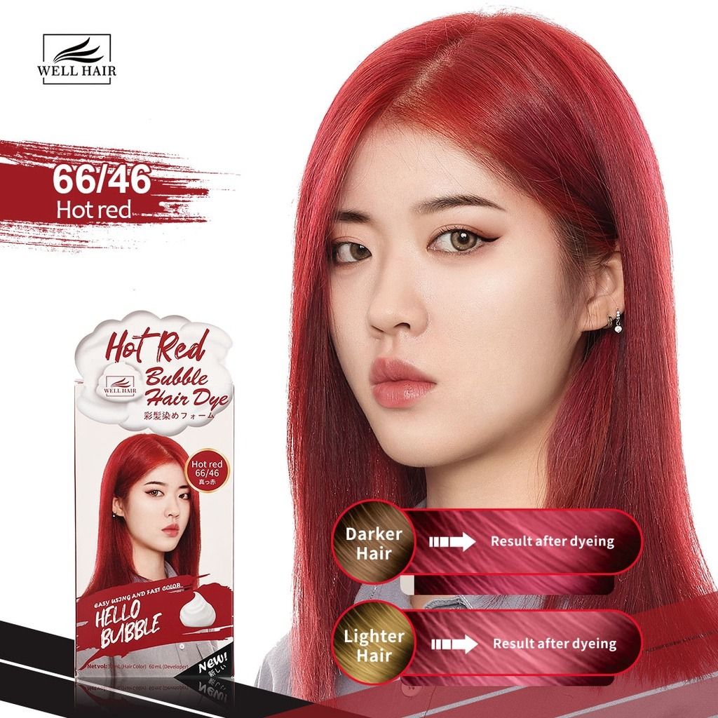 Well Hair 2in1 Coloring and Protection Bubble Hair Dye Uniform Coloring ...