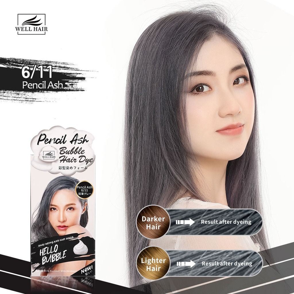 Well Hair 2in1 Coloring and Protection Bubble Hair Dye Uniform Coloring ...