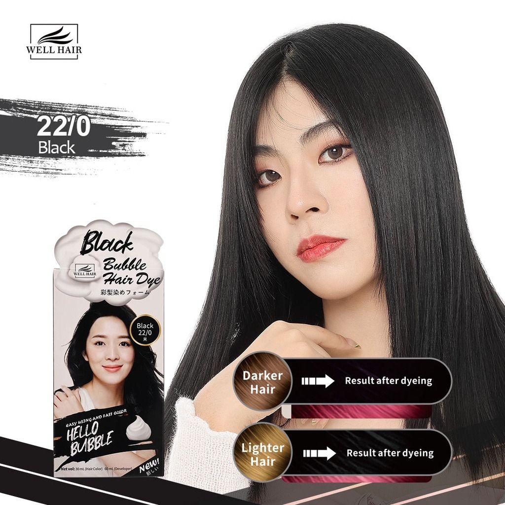 Well Hair 2in1 Coloring and Protection Bubble Hair Dye Uniform Coloring ...