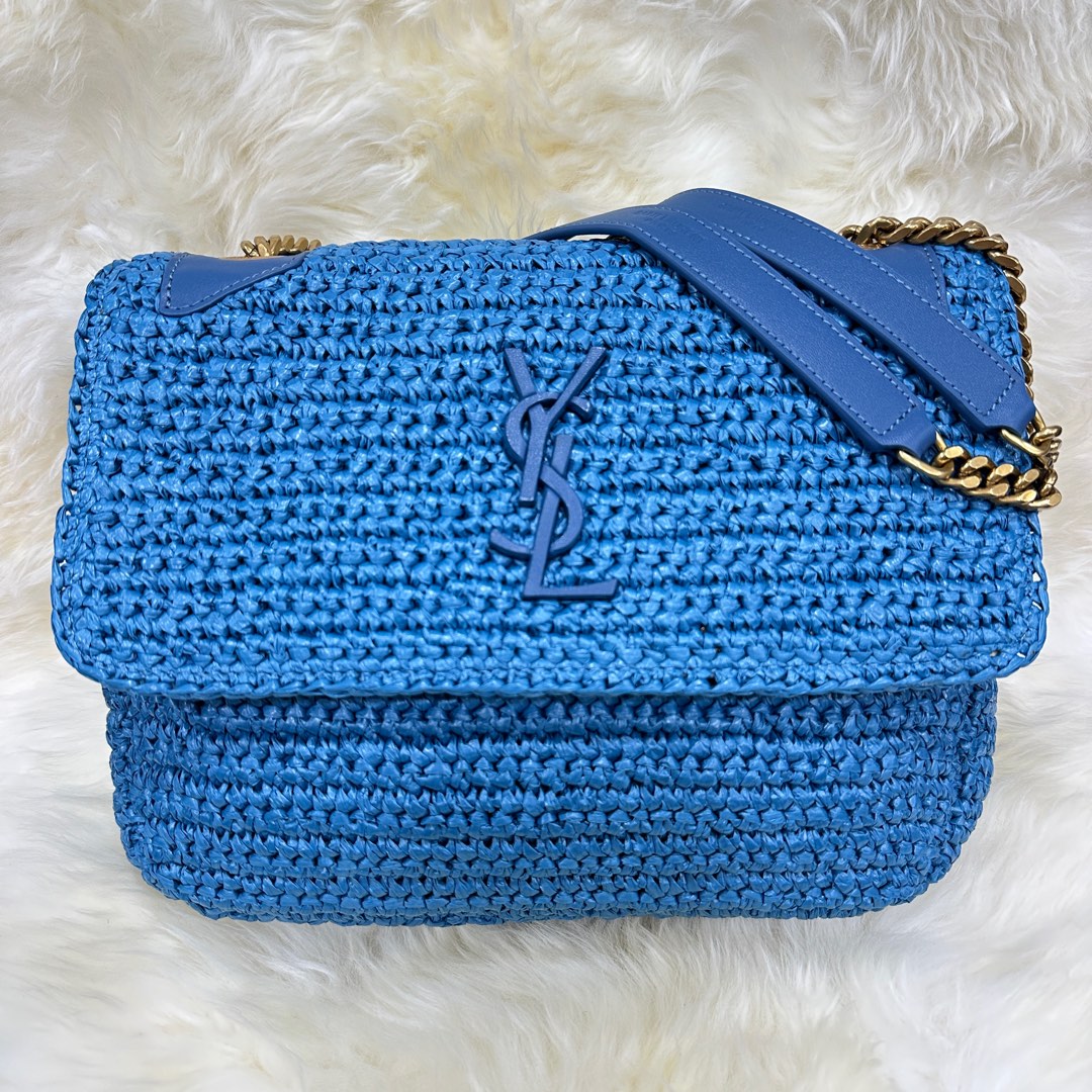 Yves Saint Laurent Niki Medium Raffia Leather Chain Bag, Luxury, Bags ...
