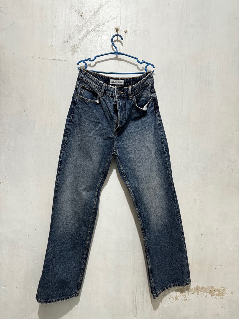 Zara Hard Denim Pants, Women's Fashion, Bottoms, Jeans on Carousell