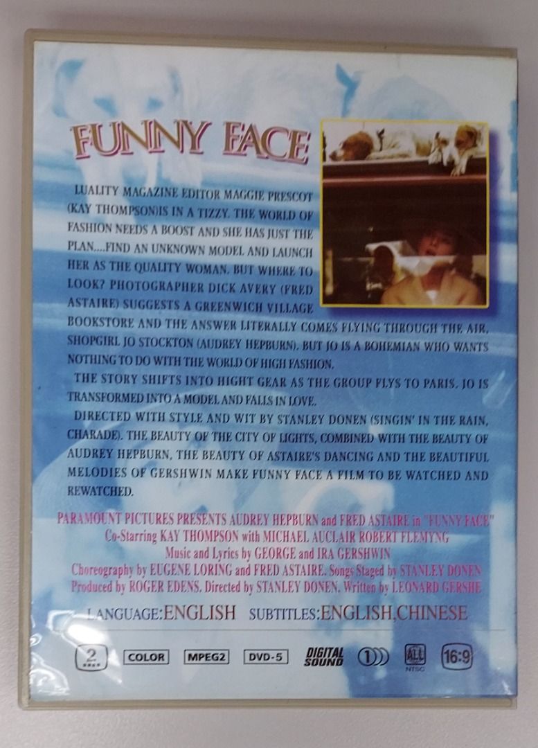 中古 DVD 甜姐兒 Fuuny Face 柯德莉夏萍 Audrey Hepburn 中 / 英文字幕 電影 Movie, 興趣及遊戲, 音樂 ...