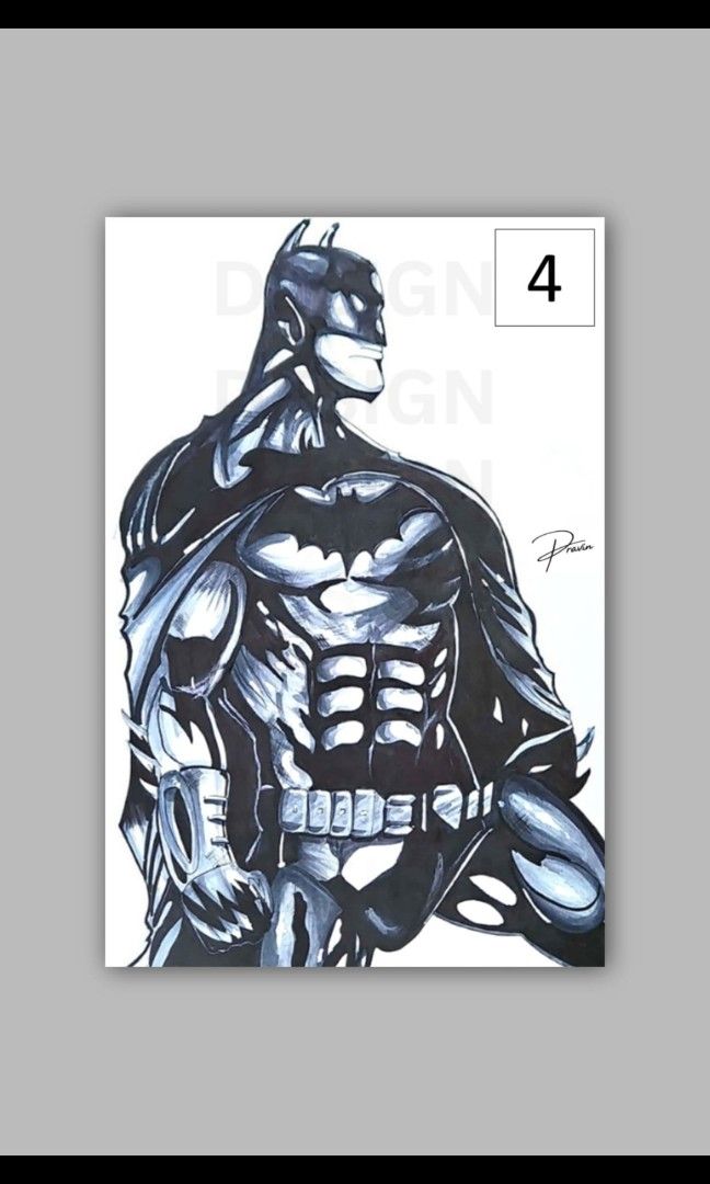 A3/A4 Hand-drawn DC Batman (Grey), Hobbies & Toys, Stationery & Craft ...