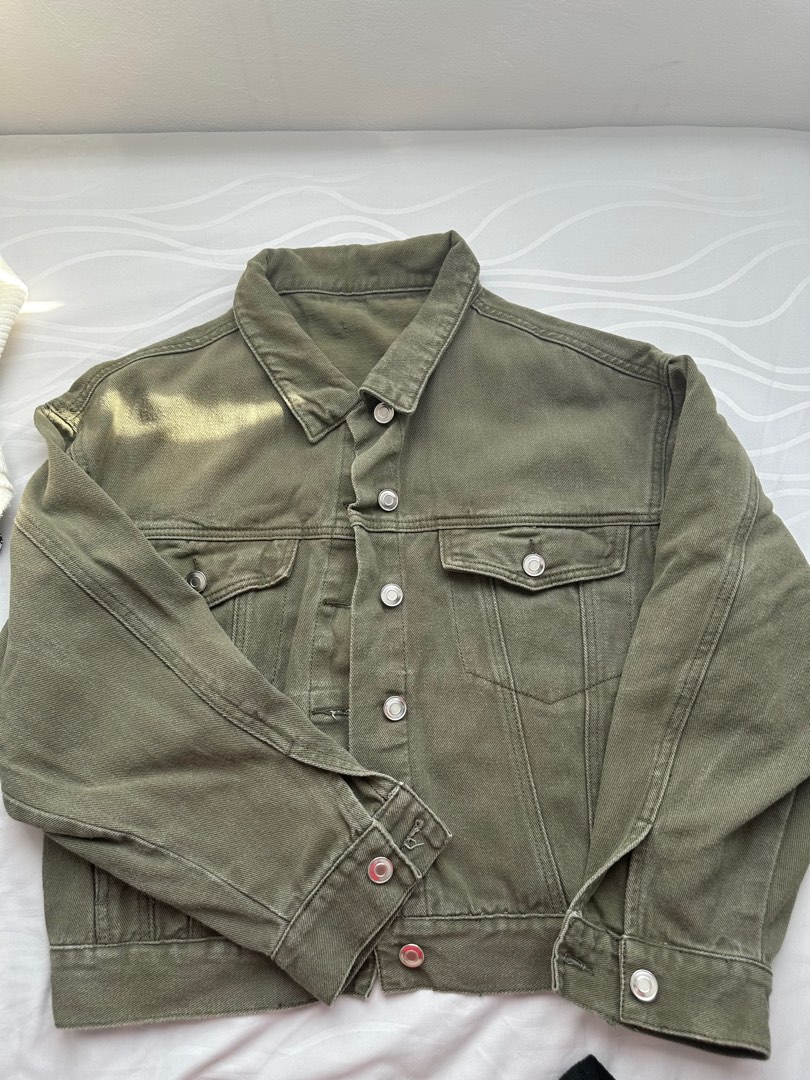 Army Green denim jacket, Women's Fashion, Coats, Jackets and Outerwear ...