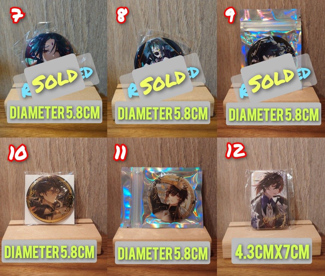 [CLEARANCE; Fan Merch] Genshin Impact - Assorted Badges 3, Hobbies ...