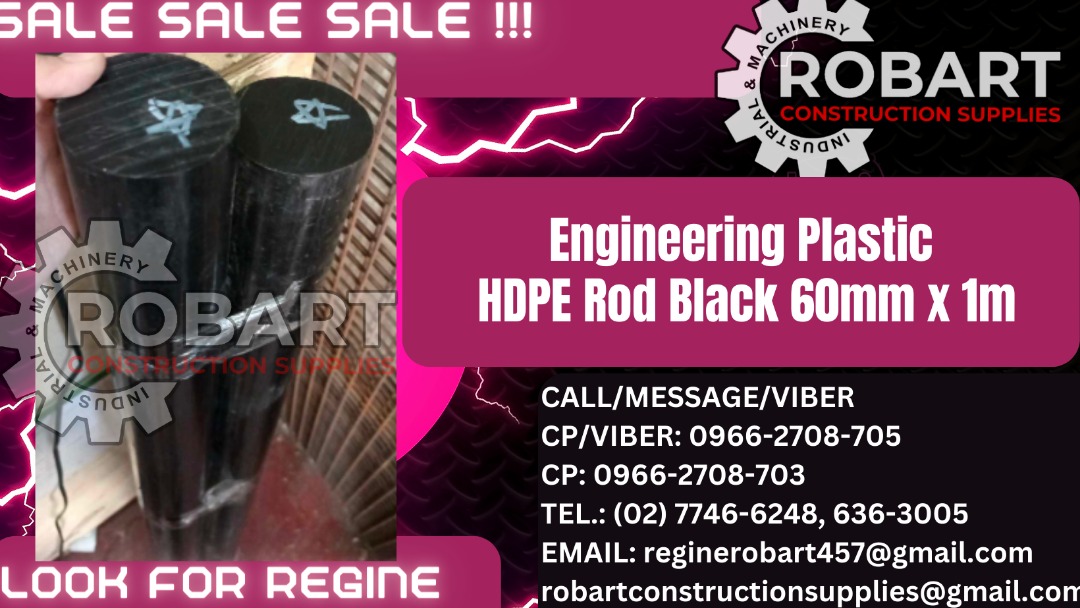 Engineering Plastic HDPE Rod Black 60mm x 1m, Commercial & Industrial ...