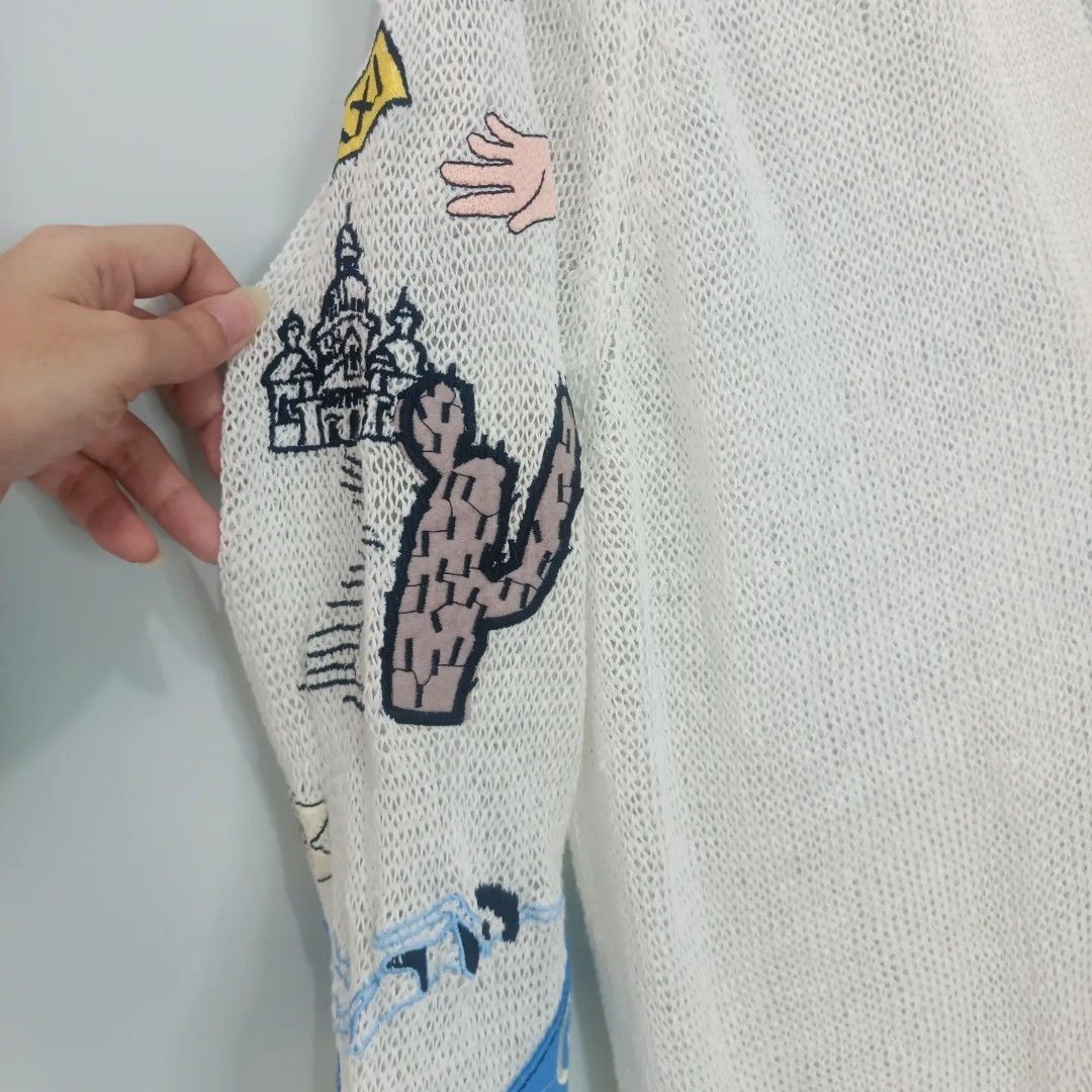 ‼️HARGA NETT‼️ Cardigan Rajut Jaring Motif Pattern Patchwork Lucu Lucu ...