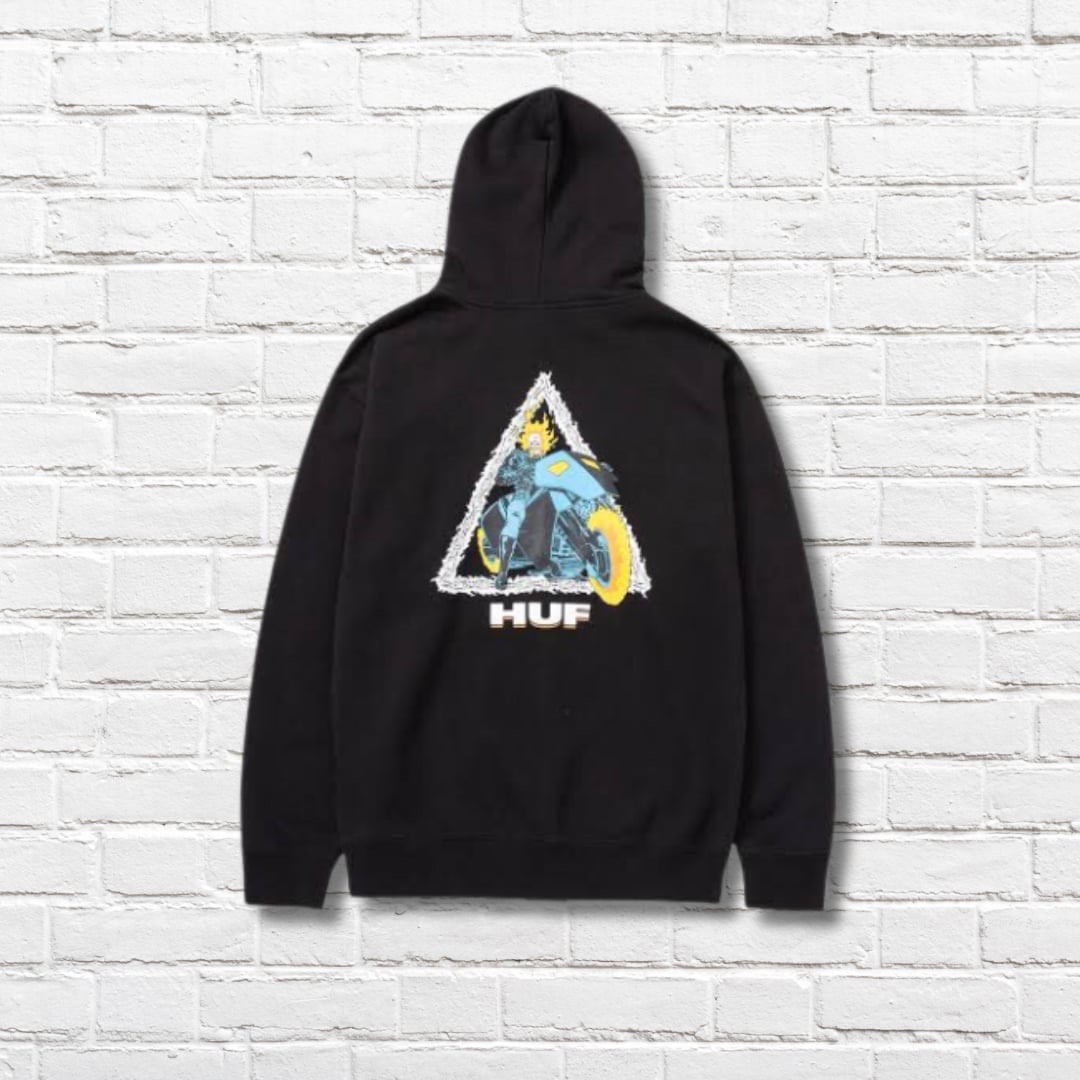 HUF x Marvel Ghost Rider Triple Triangle Hoodie Jacket, Men's Fashion ...