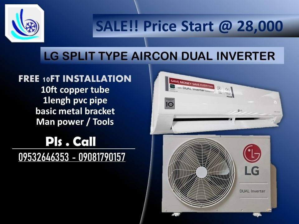 LG DUAL INVERTER SPLIT TYPE AIRCON FREE INSTALLATION, TV & Home ...
