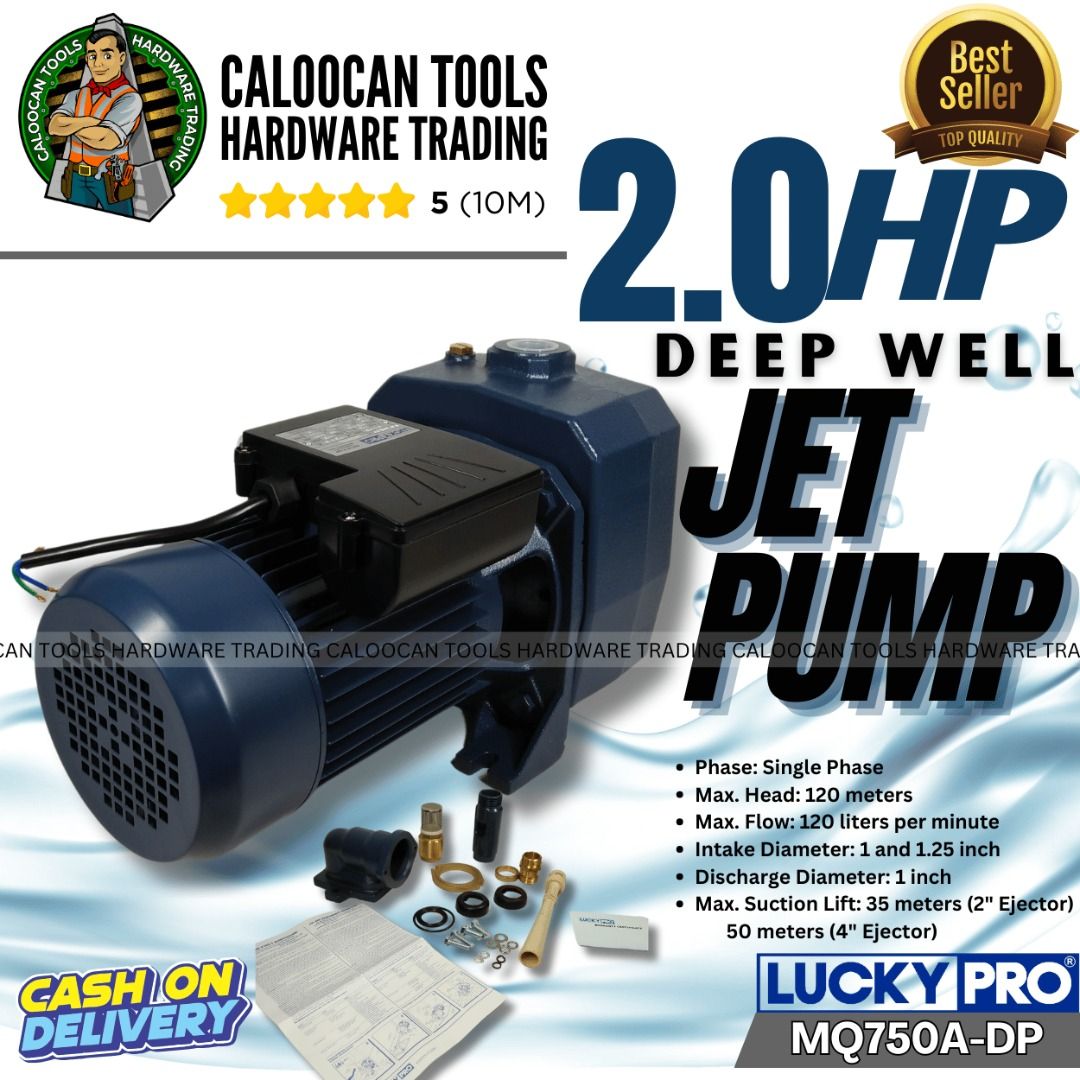 Lucky Pro Heavy Duty Deep Well Water Jet Pump with Ejector and Adaptor ...