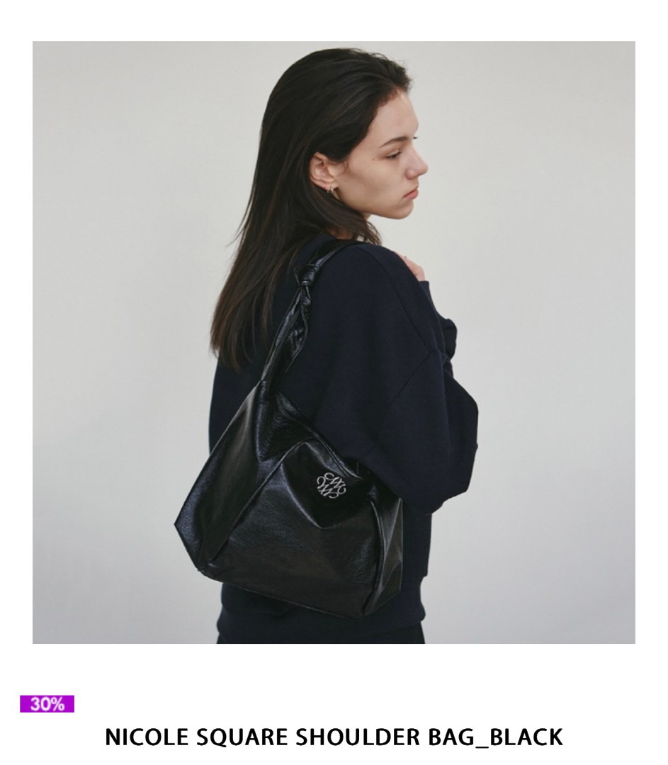 Nick Nicole Bag | Line Hobo Bag - Black/Light Beige, 名牌, 手袋及銀包 - Carousell