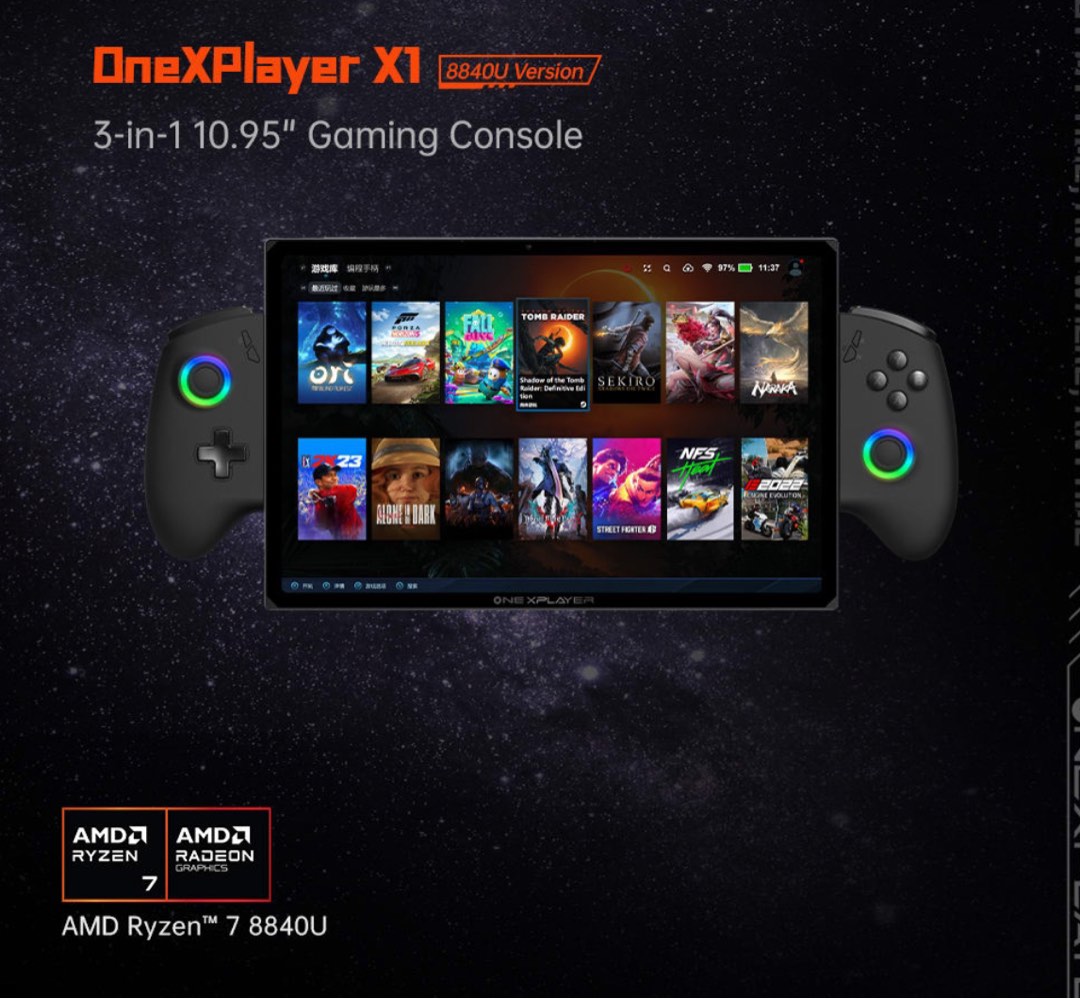 Onexplayer X1 AMD 8840u 4tb 64gb Ram biggest screen larger than Ayaneo ...