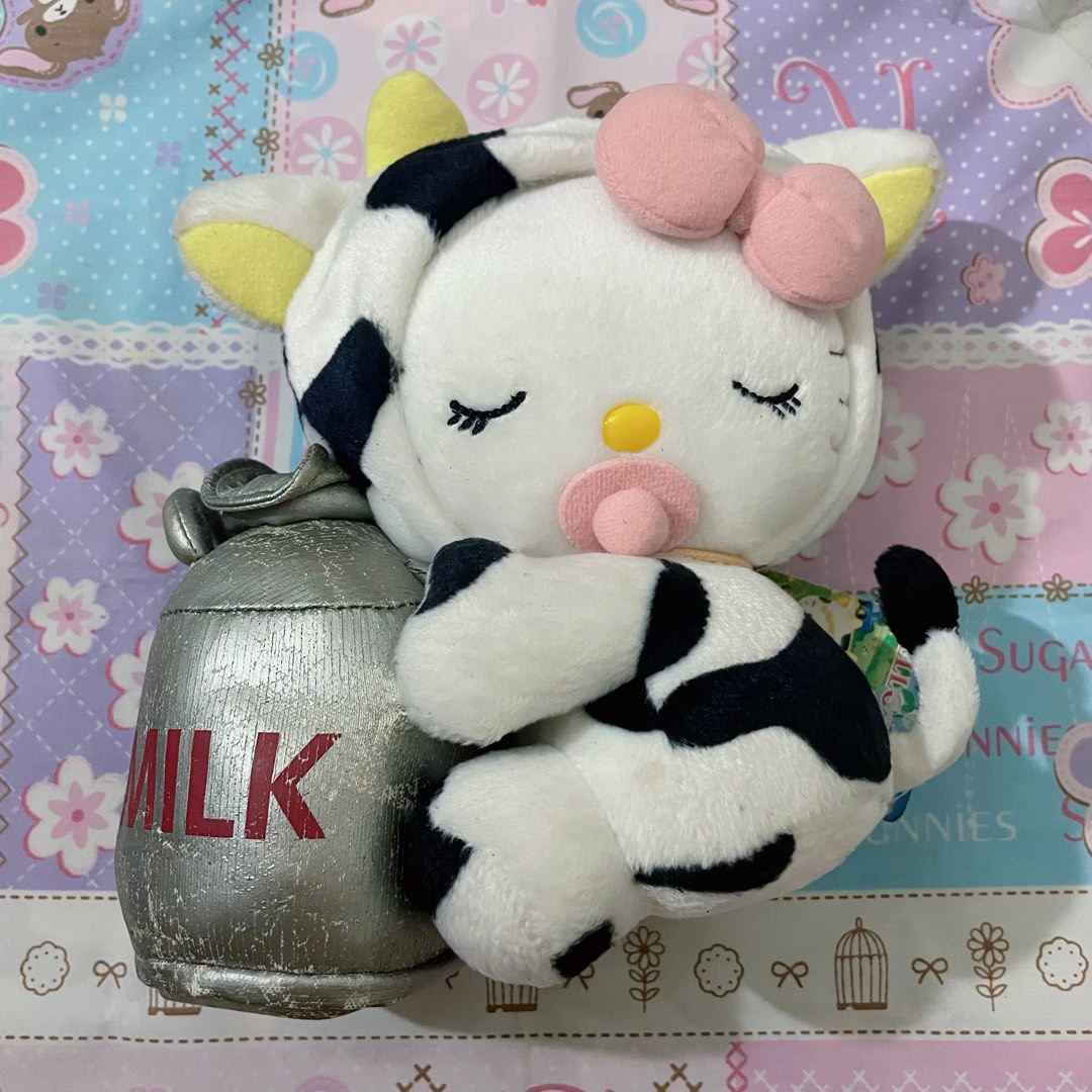 sanrio hello kitty cow with milk hard eyes plushie, Hobbies & Toys ...