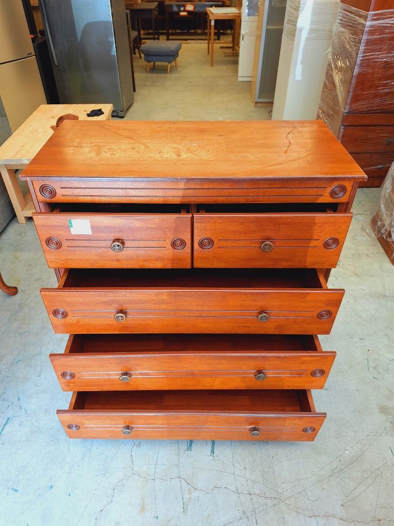 Solid Walnut 4-tier Chest of Drawers | Almari 4-Laci Kayu Walnut Padu ...