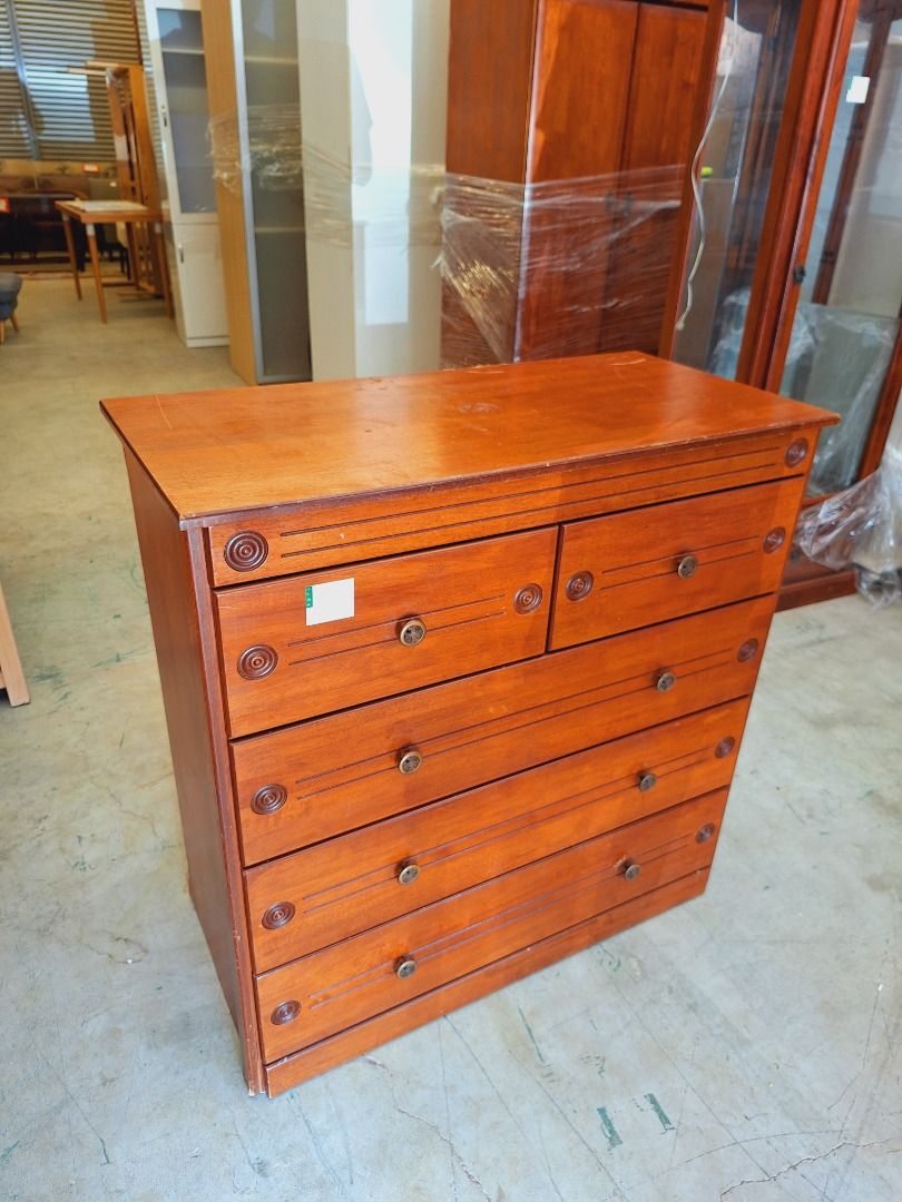 Solid Walnut 4-tier Chest of Drawers | Almari 4-Laci Kayu Walnut Padu ...