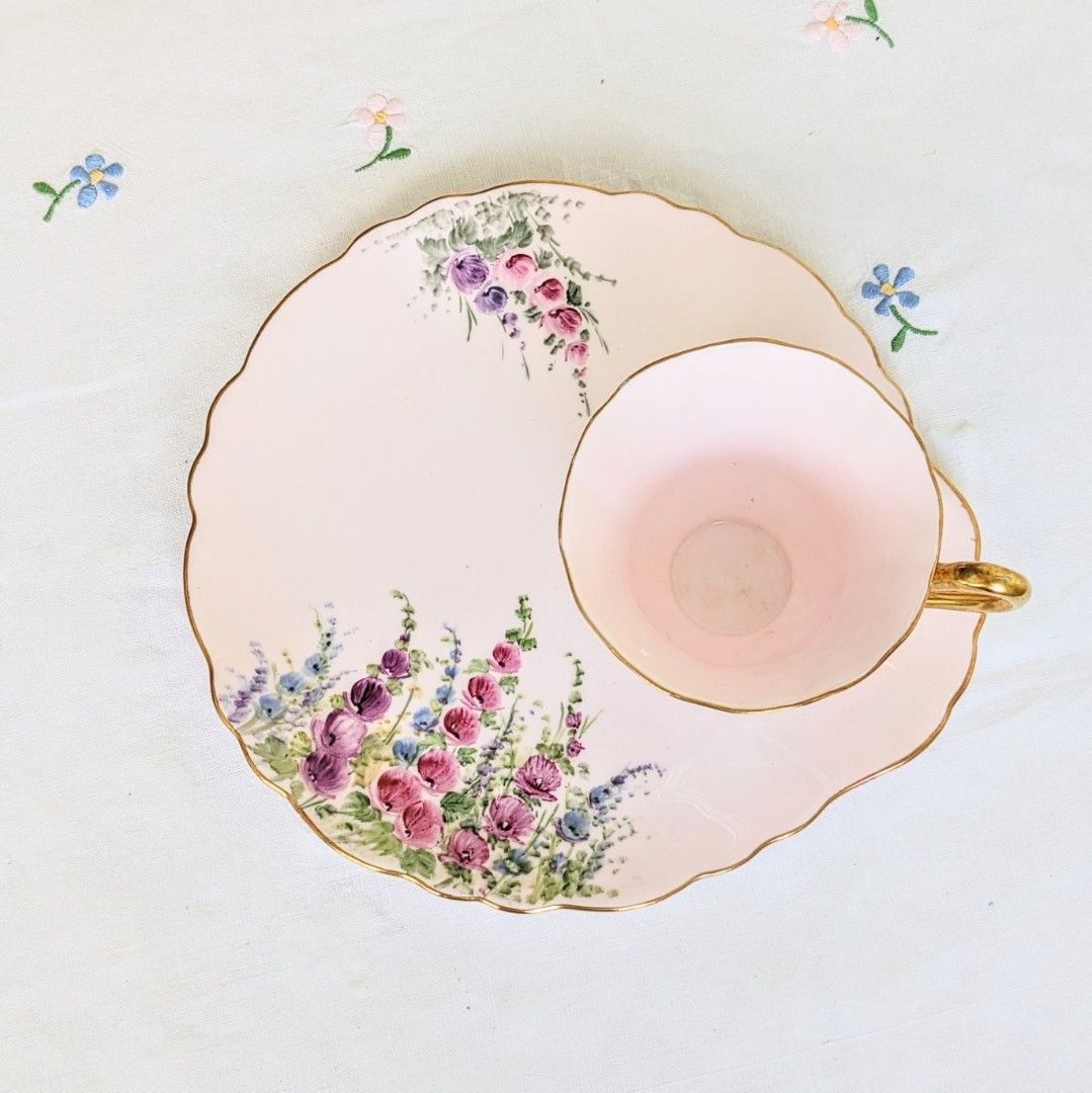 Vintage Tuscan English bone china teacup and integrated snack plate ...