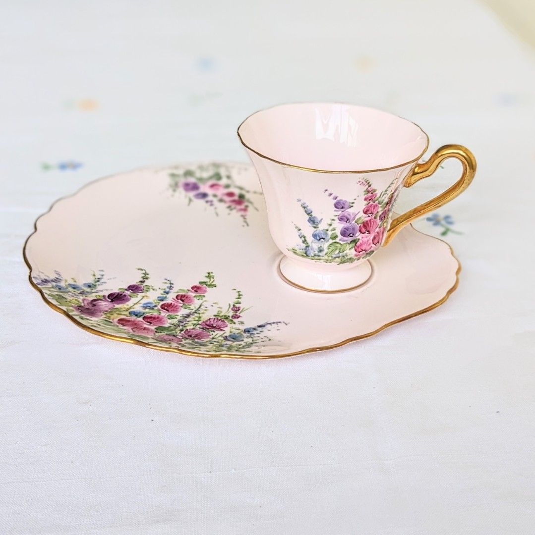 Vintage Tuscan English bone china teacup and integrated snack plate ...
