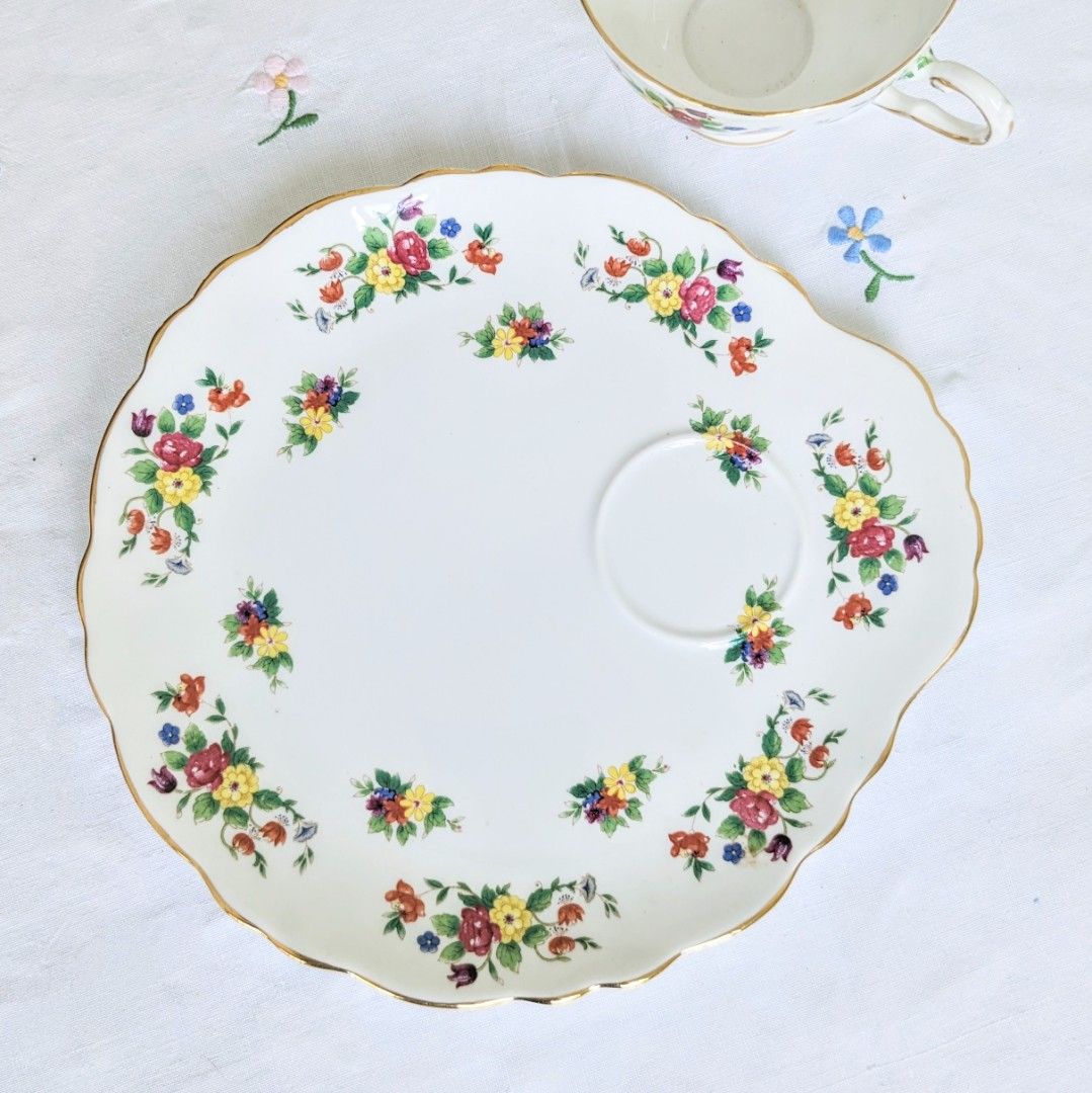 Vintage Tuscan English bone china teacup with integrated snack plate ...
