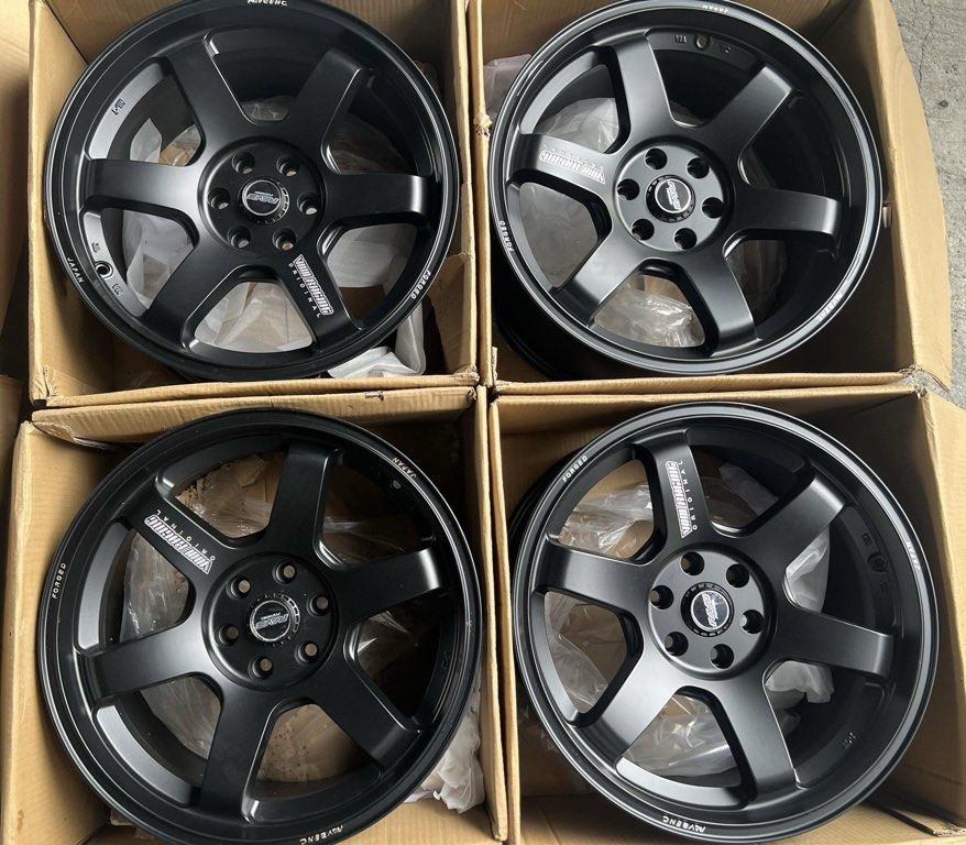 18” TE37 Ultra Rays design Black mags 6Holes pcd 114 fit Nissan Navara ...