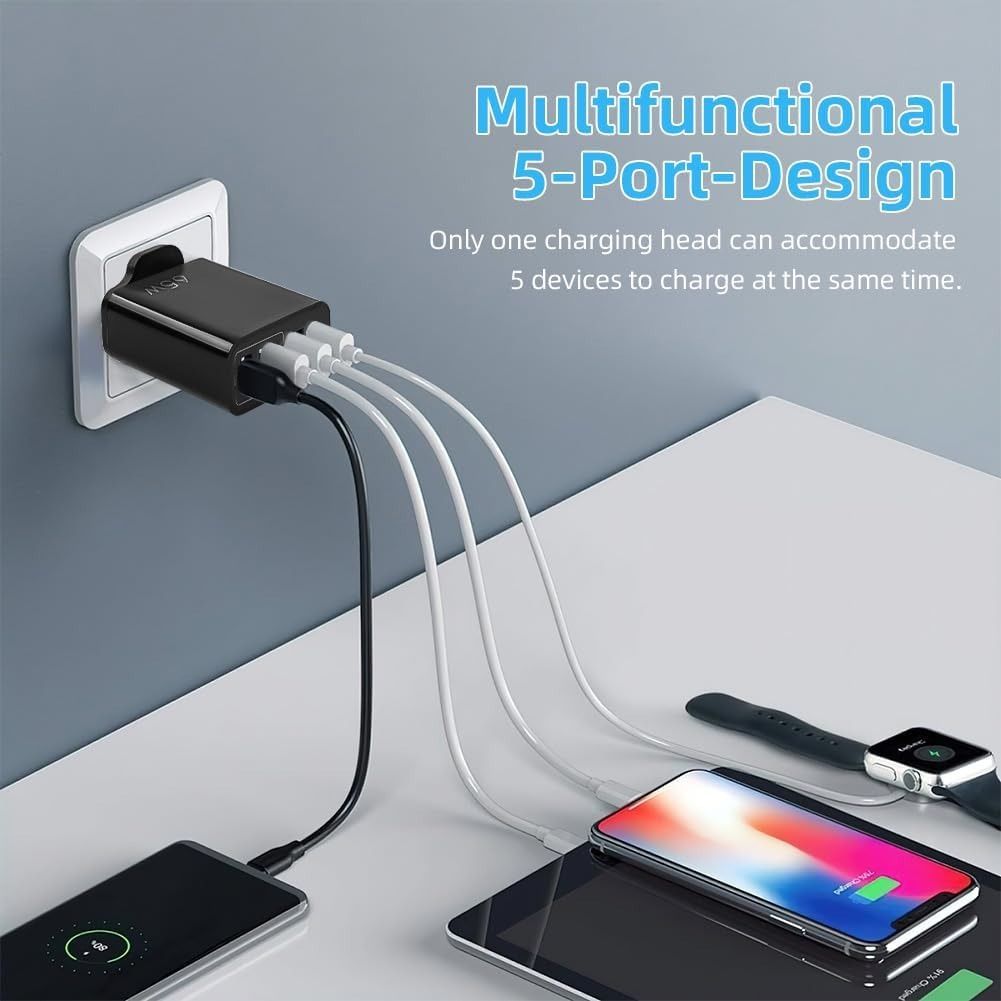 65W 充電器轉接器 2 個 3.1A USB 多口充電頭 PD15，20W+QC3.0 USB A 壁插充電器 qqbckp 65W Charger Adapter 2 3.1A USB ...