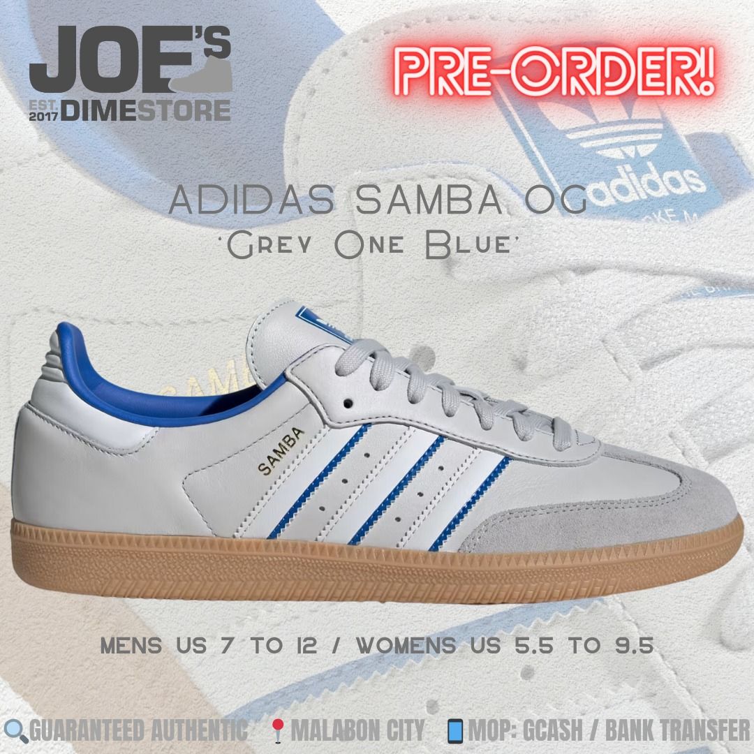 Adidas Samba OG Grey One Blue, Men's Fashion, Footwear, Sneakers on ...