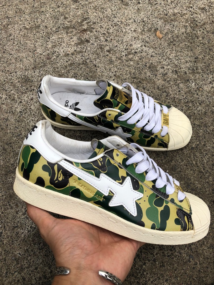 Adidas x Bape, Fesyen Pria, Sepatu , Sneakers di Carousell