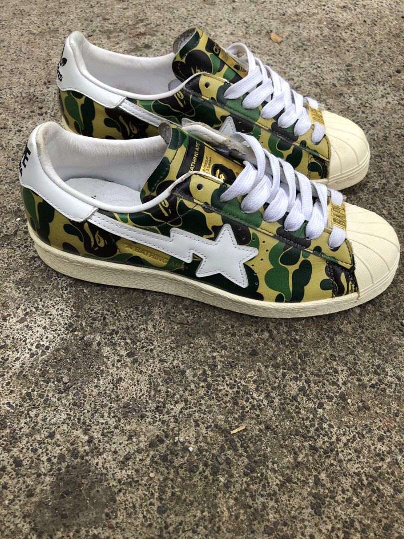 Adidas x Bape, Fesyen Pria, Sepatu , Sneakers di Carousell