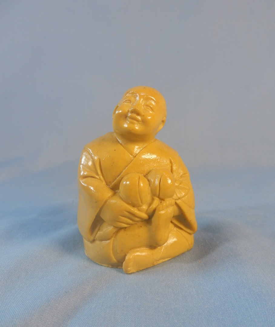 Antique Japanese netsuke / Okimono Japanese sage with plum and teapot ...