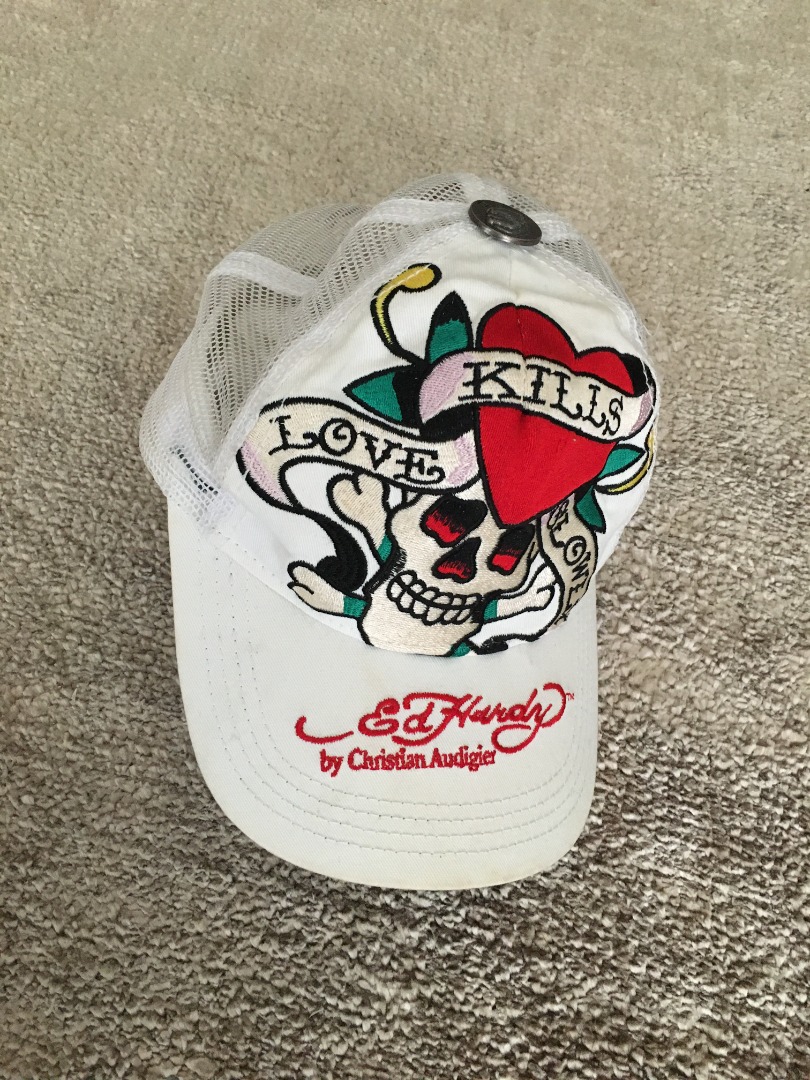 Authentic Ed Hardy White Cap street wear eg. Harley Davidson, Men's ...
