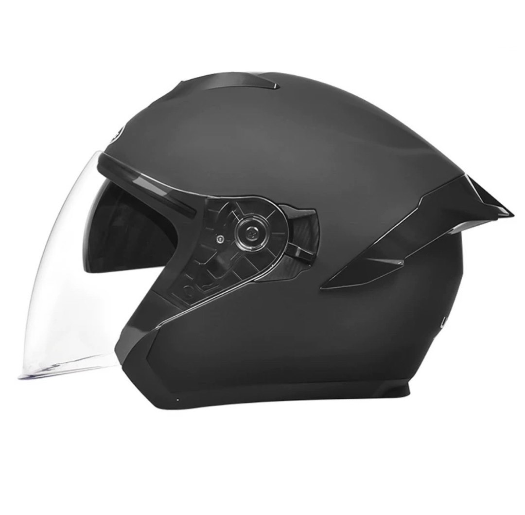 Matte Black Motorcycle Helmet with Double Inner Lens Dual Sunshade Sun ...