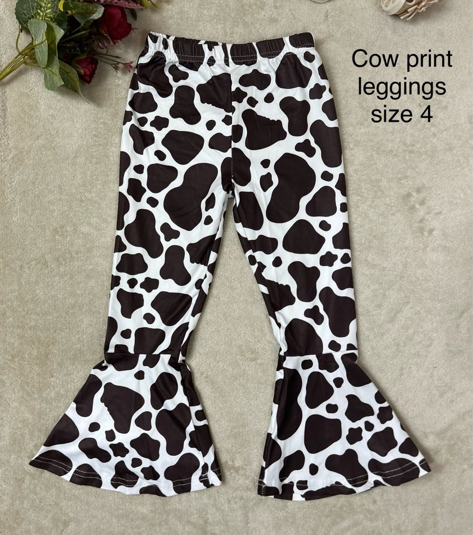 Branded Cow print Bell bottom pants for girls, Babies & Kids, Babies ...
