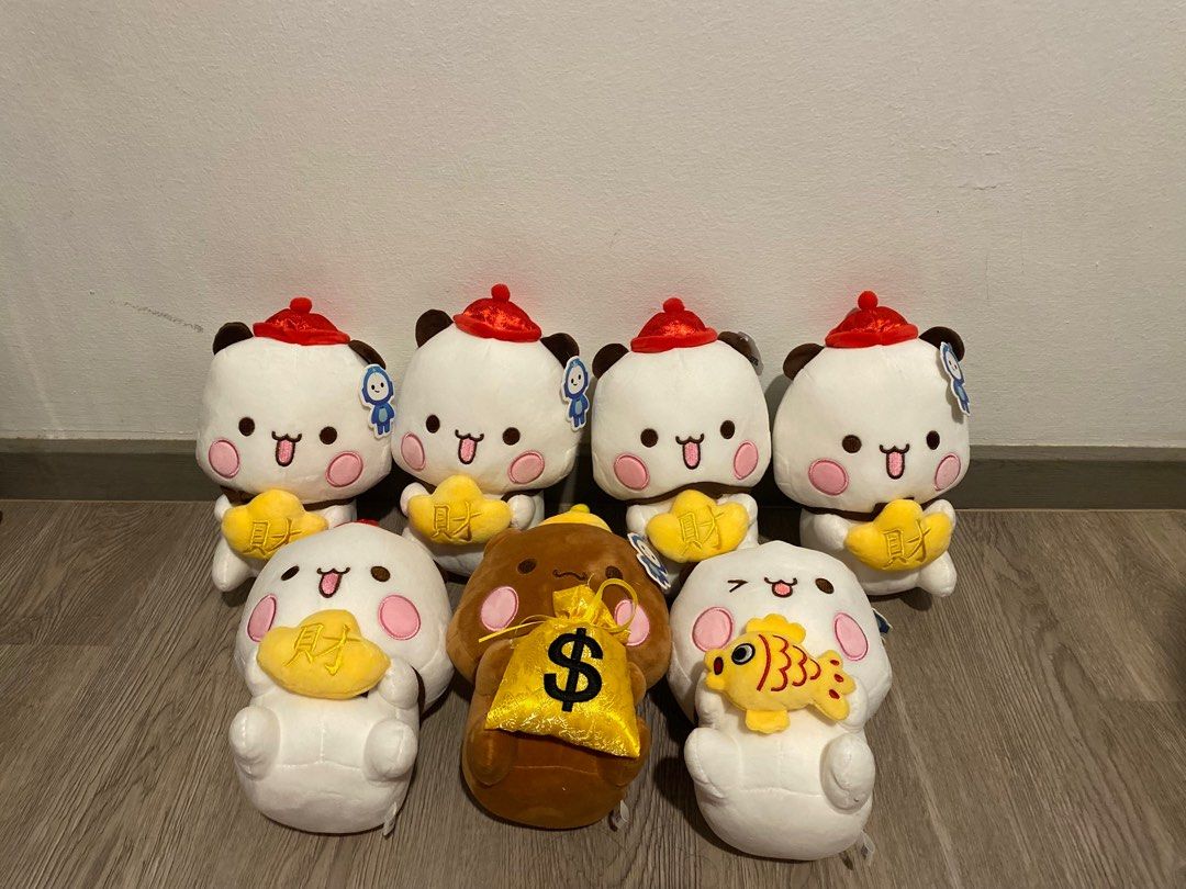 (Bubu and DuDu Bundle) Medium Plush Fortune Bag Money Gold Golden Fish ...