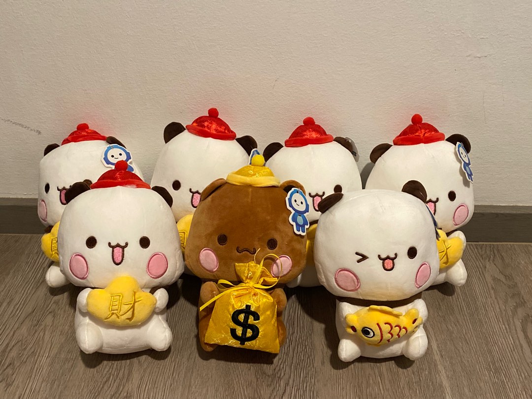 (Bubu and DuDu Bundle) Medium Plush Fortune Bag Money Gold Golden Fish ...