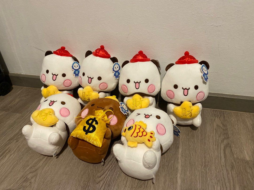 (Bubu and DuDu Bundle) Medium Plush Fortune Bag Money Gold Golden Fish ...