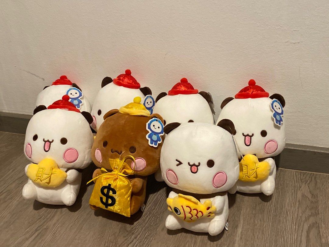 (Bubu and DuDu Bundle) Medium Plush Fortune Bag Money Gold Golden Fish ...