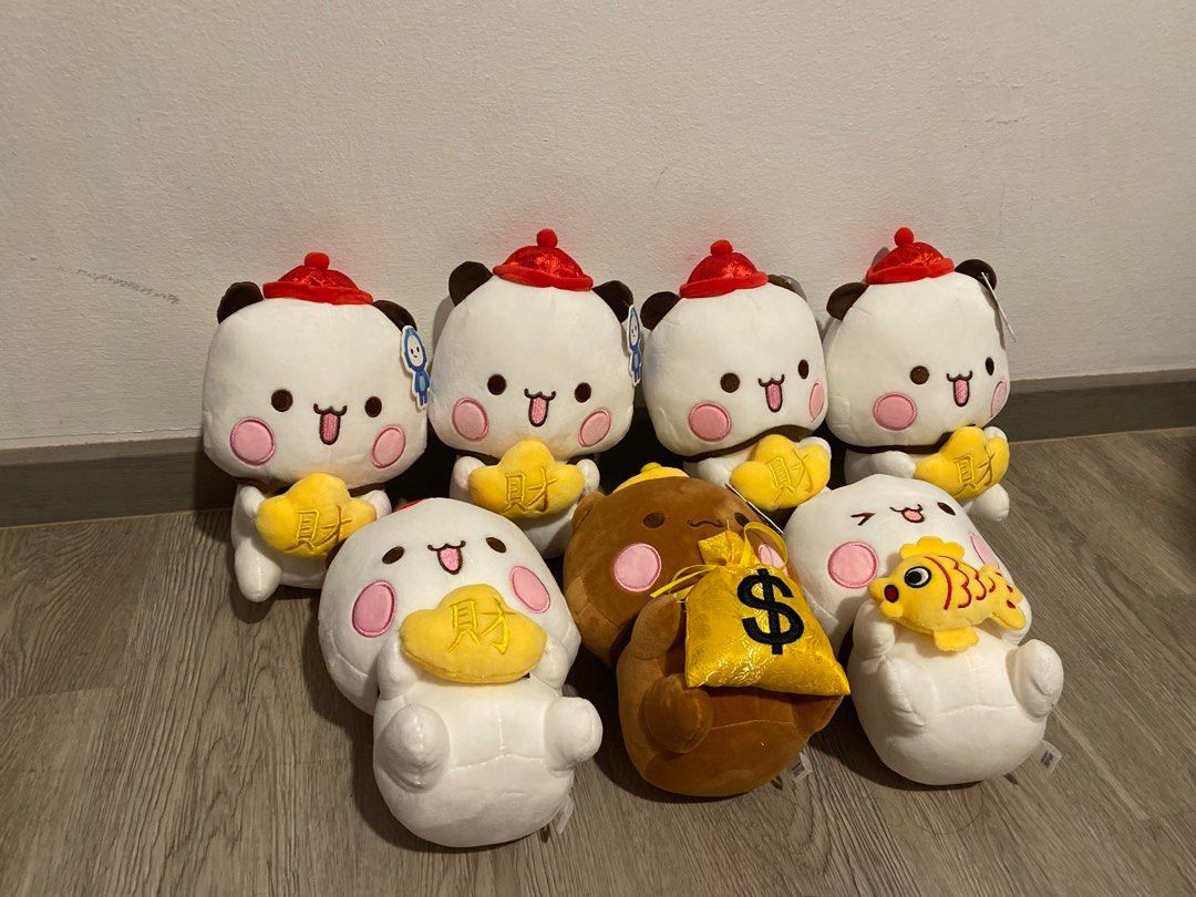 (Bubu and DuDu Bundle) Medium Plush Fortune Bag Money Gold Golden Fish ...
