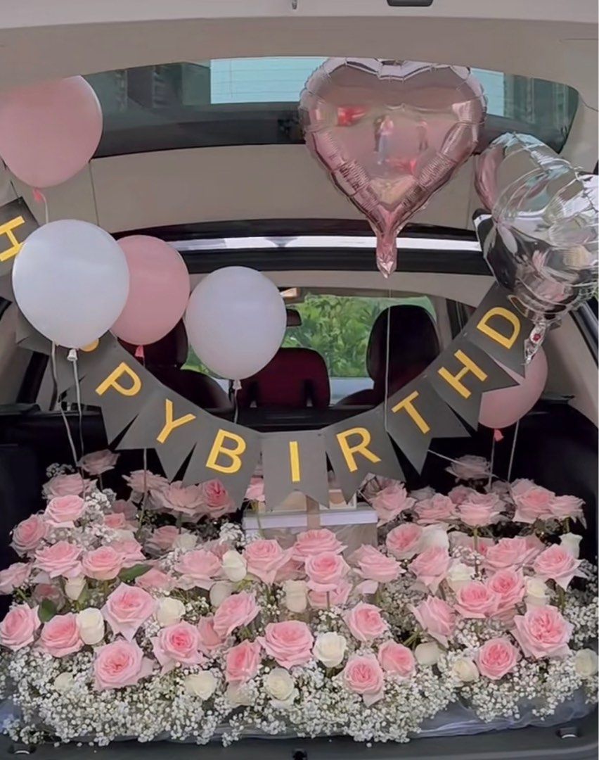Car boot Proposal Surprise| Fresh Flowers with Balloons, Hobbies & Toys ...