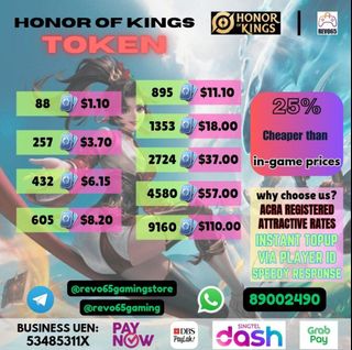 [100% Cheapest Honor of Kings Tokens] 💎 Honor of Kings Tokens Top Up ...