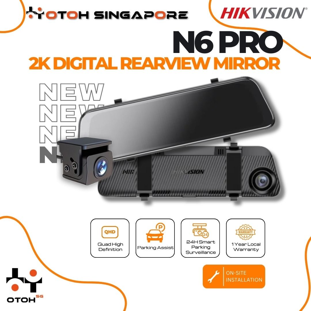 HikVision N6 Pro | 2K Digital Rearview Mirror Dashcam | Car Camera with ...