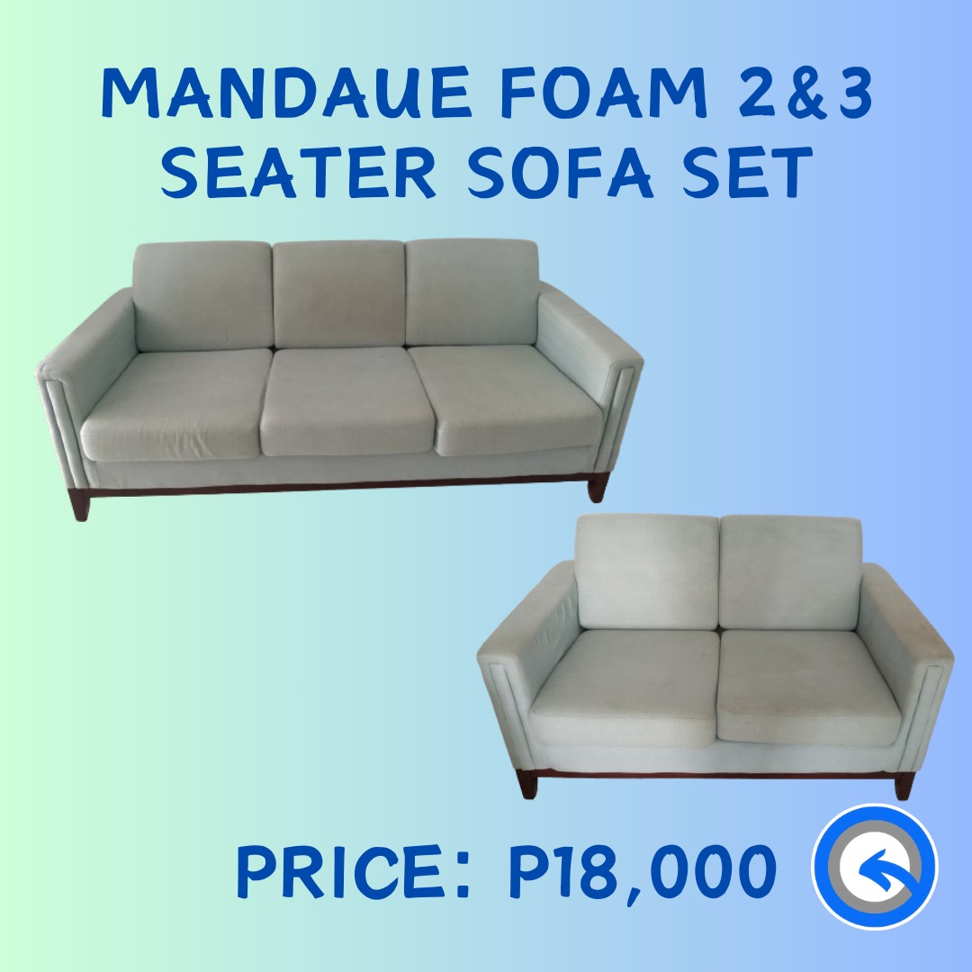 MANDAUE FOAM 2 SEATER AND 3 SEATER FOAM SET, Furniture & Home Living ...