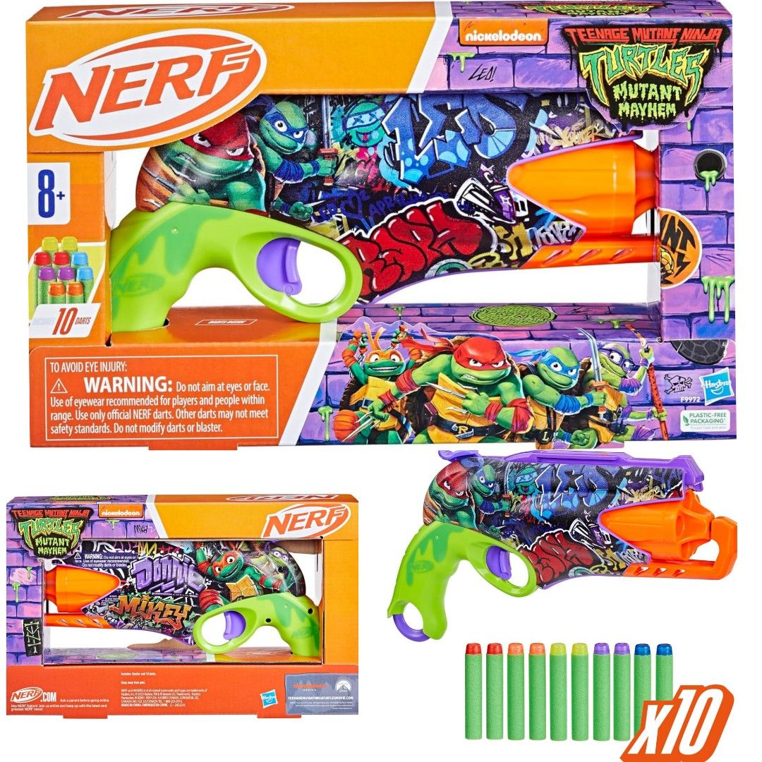 NERF Teenage Mutant Ninja Turtles Blaster, 10 Elite Darts, Toy Foam ...