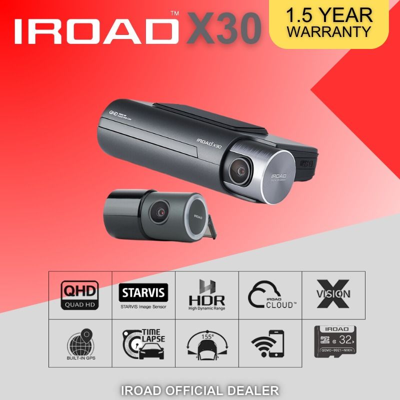 NEW IROAD X30 2CH FHD HDR SONY STARVIS KOREAN DASHCAM- FREE 32GB SD ...