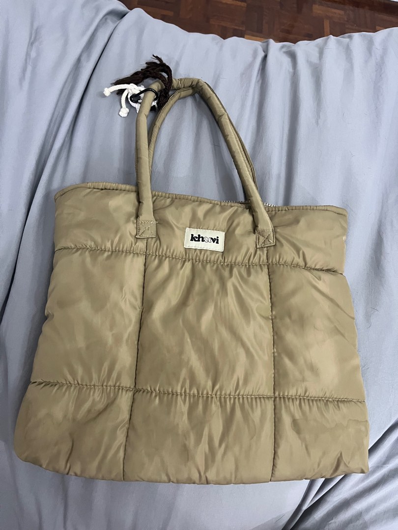 Puff Tote Bag (Cappuccino Color), Women's Fashion, Bags & Wallets, Tote ...