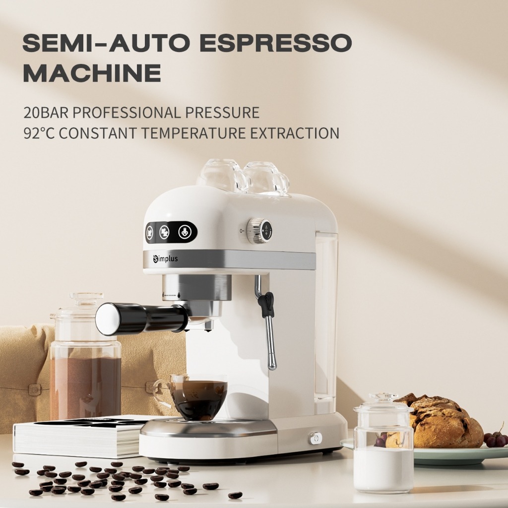 Simplus Semi Auto Espresso Machine With Steam Milk Frother Coffee Maker ...
