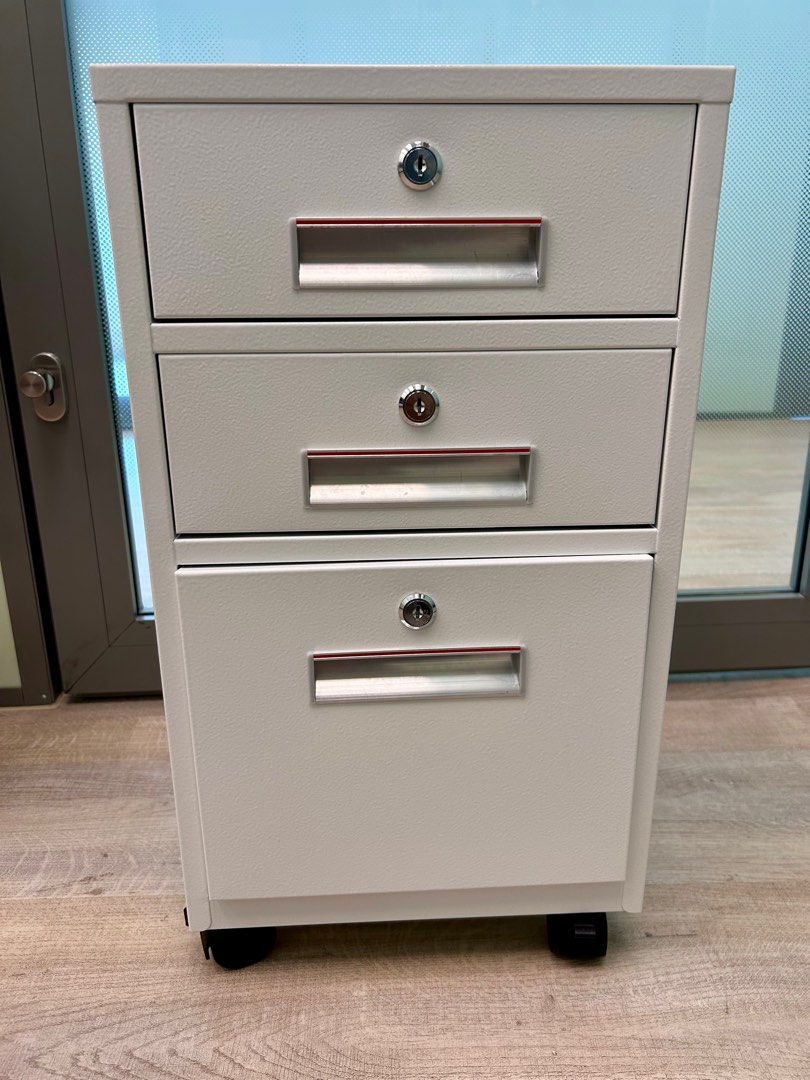 不鏽鋼文件儲物櫃（三抽屜連滾輪）Stainless Steel File Cabinet (3 drawers wheels), 傢俬＆家居 ...