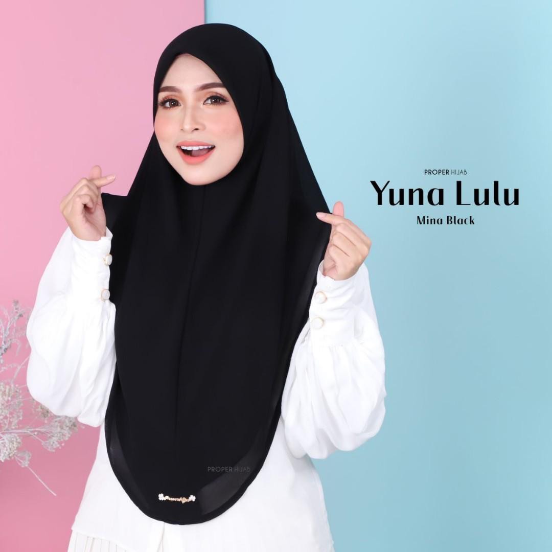 Yuna Lulu Mina Black Bawal Instant Womens Fashion Muslimah Fashion Hijabs On Carousell