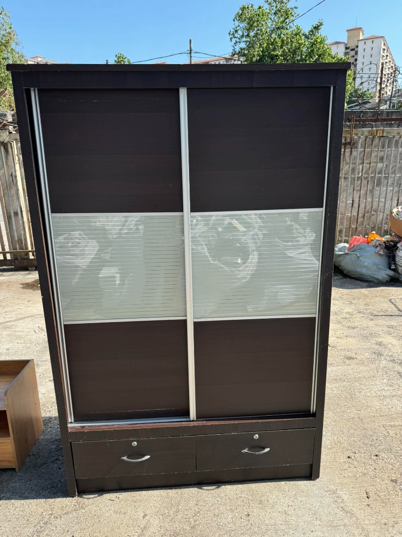 4x6ft Sliding Door Almari Baju Wardrobe Drawer, Furniture & Home Living ...